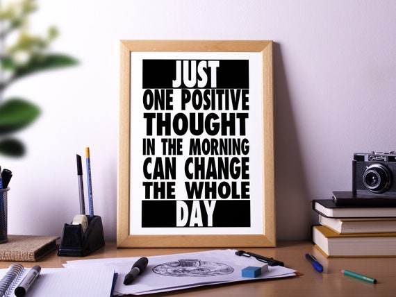 Positive Thoughts Motivational Quote Poster Print Room Decor | Etsy