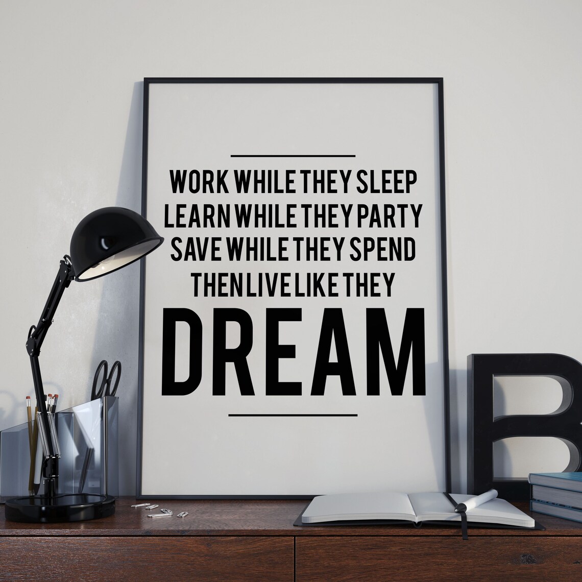 Work While They Sleep Motivational Quote Poster Print Room - Etsy