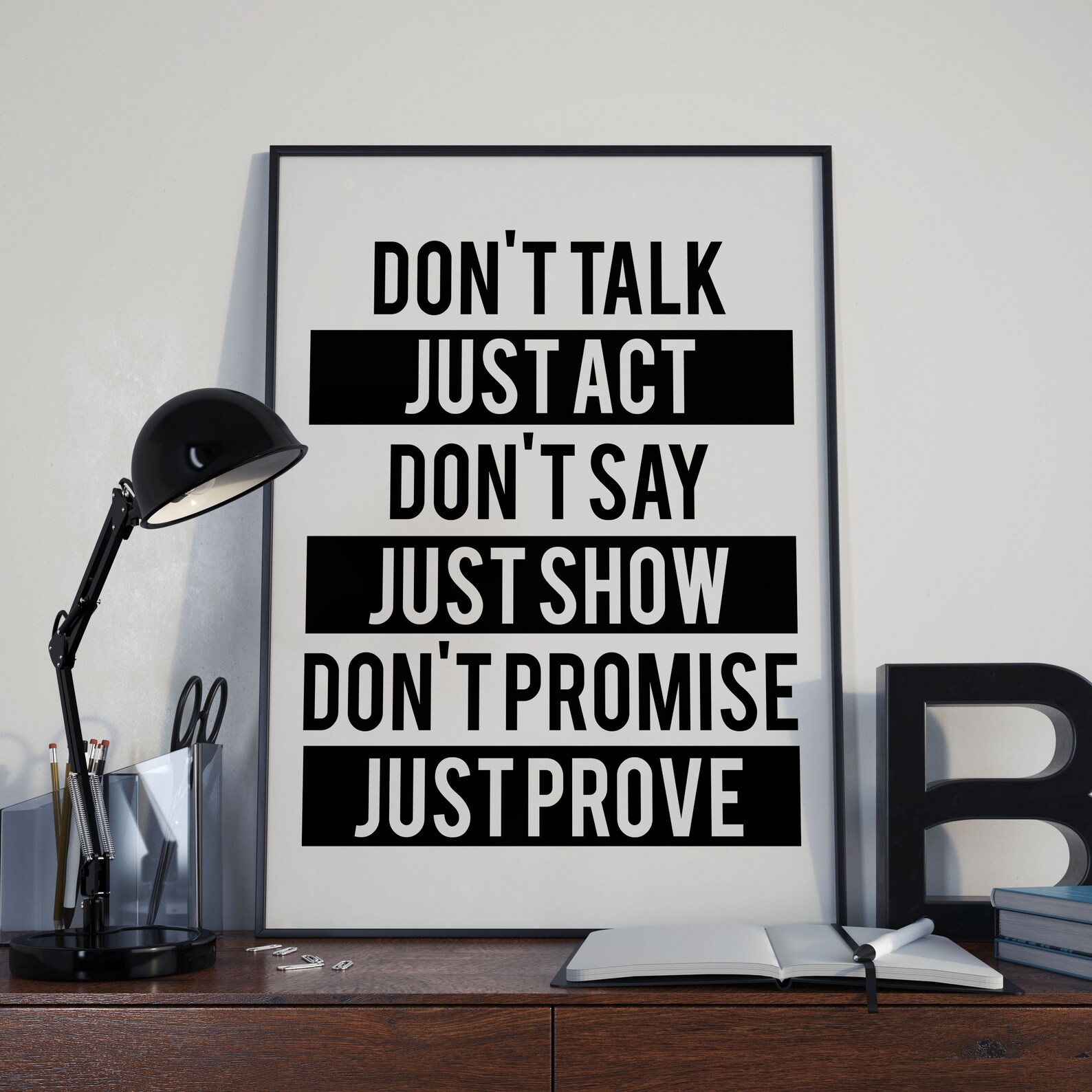 Don't Talk Just Act Motivational Quote Poster Print Room - Etsy