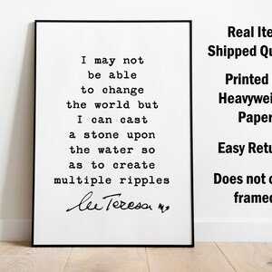Mother Teresa Motivational Poster Print, Typography, Classroom Artwork ...