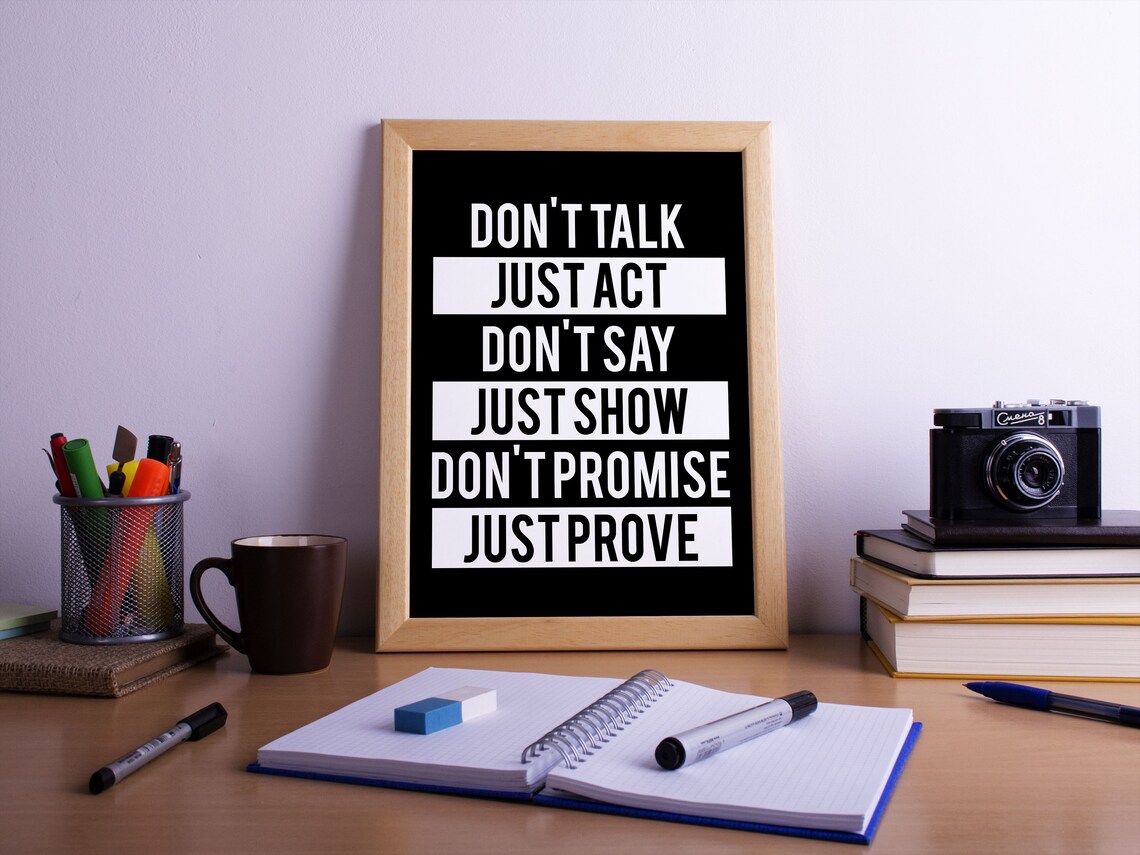 Don't Talk Just Act Motivational Quote Poster Print Room - Etsy