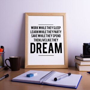 Work While They Sleep Motivational Quote Poster Print Room - Etsy