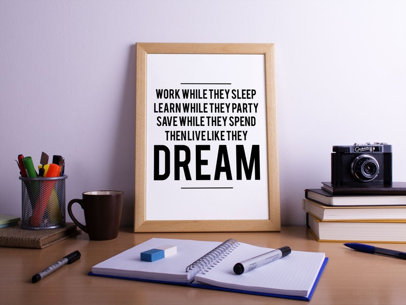 Work While They Sleep Motivational Quote Poster Print Room - Etsy