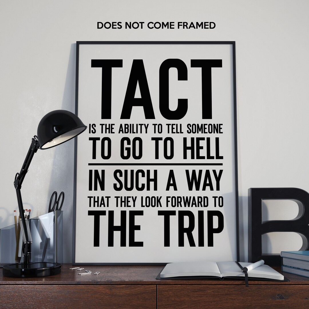 Tact, Quote Poster Print, Motivational Minimalist Typography, Wall Art ...