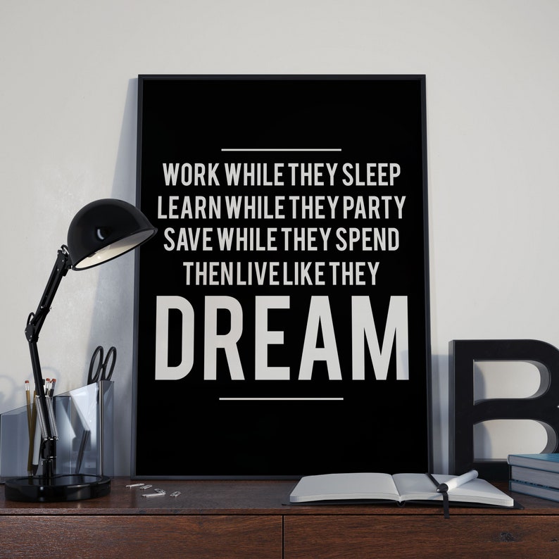 Work While They Sleep Motivational Quote Poster Print Room - Etsy