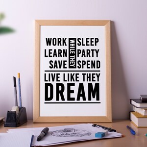 Work While They Sleep, Motivational Quote Poster Print, Room Decor - Etsy