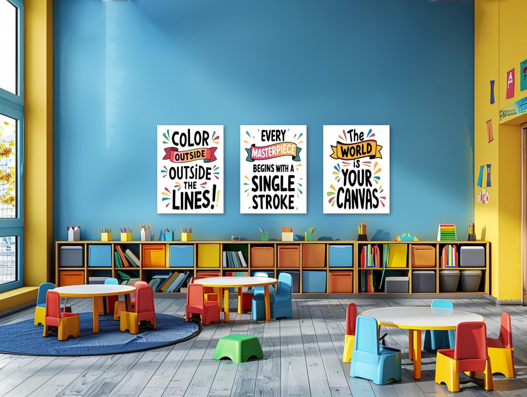 Lines, Stroke, Canvas, Classroom Motivational Prints, Set of 3 Poster ...
