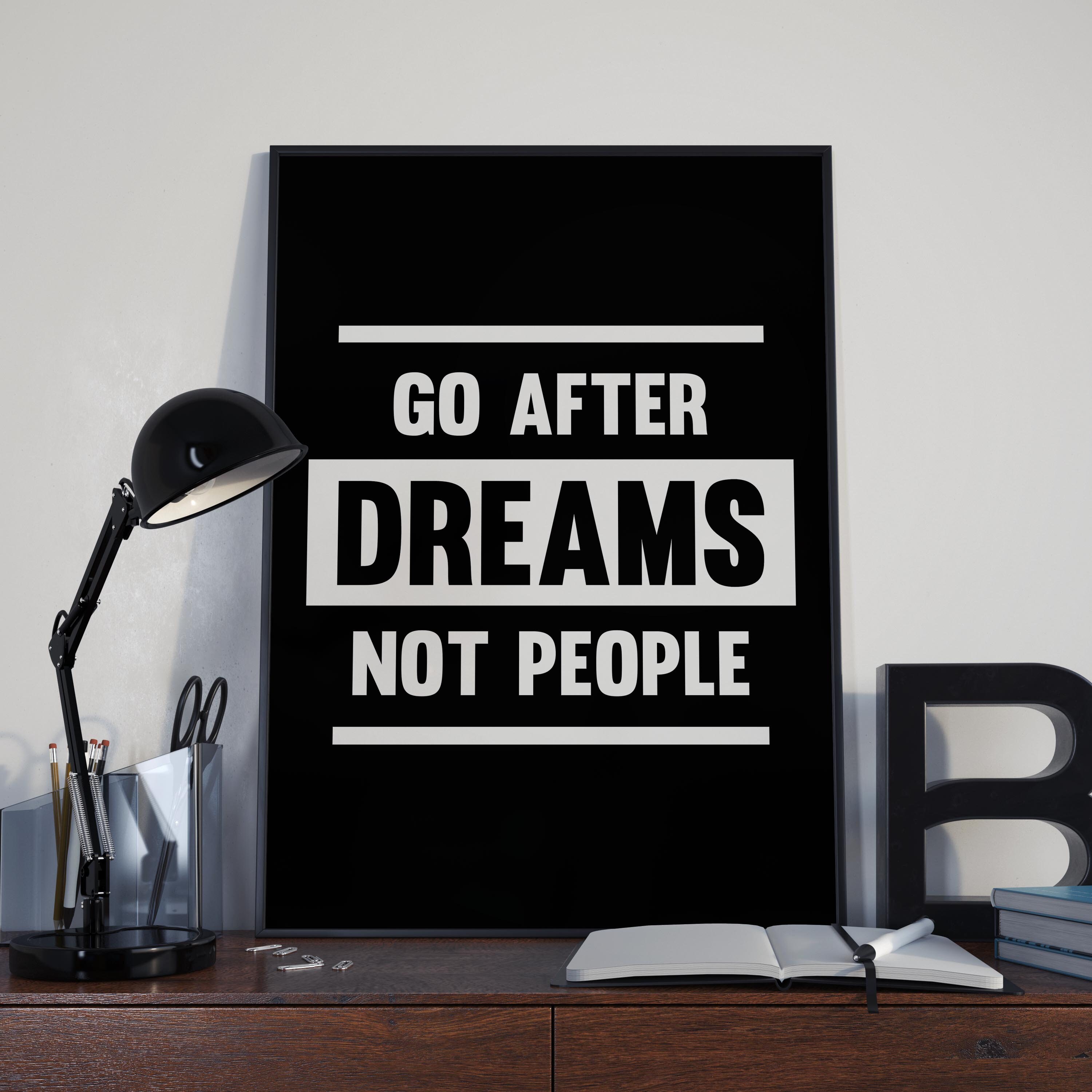 Go After Dreams, Motivational Quote Poster Print, Minimalist Typography ...