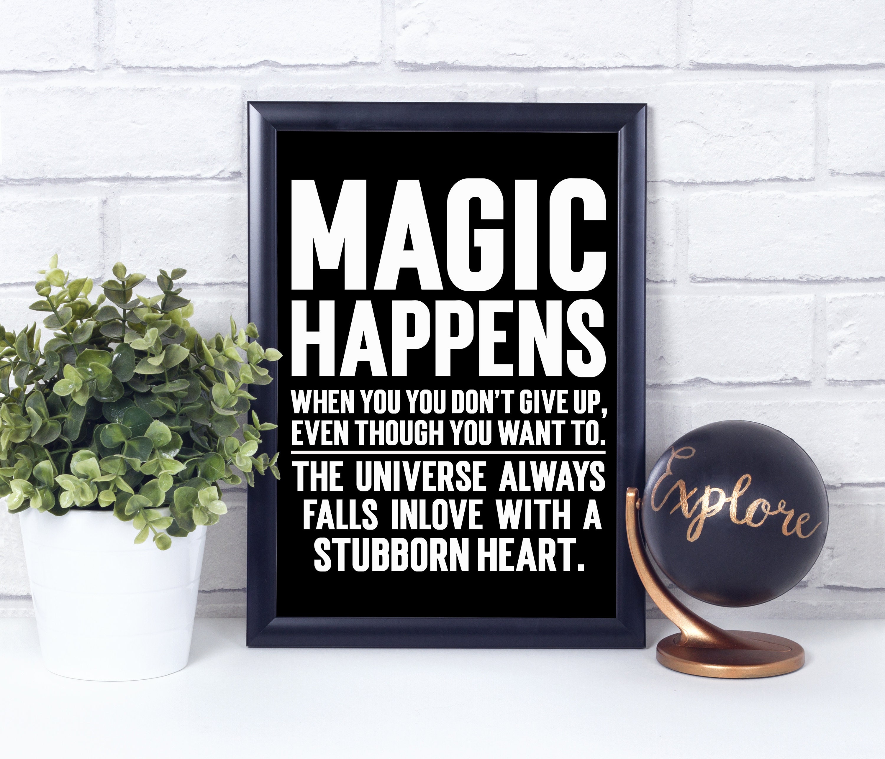 Magic Happens When You Don't Give Up Motivational Quote - Etsy