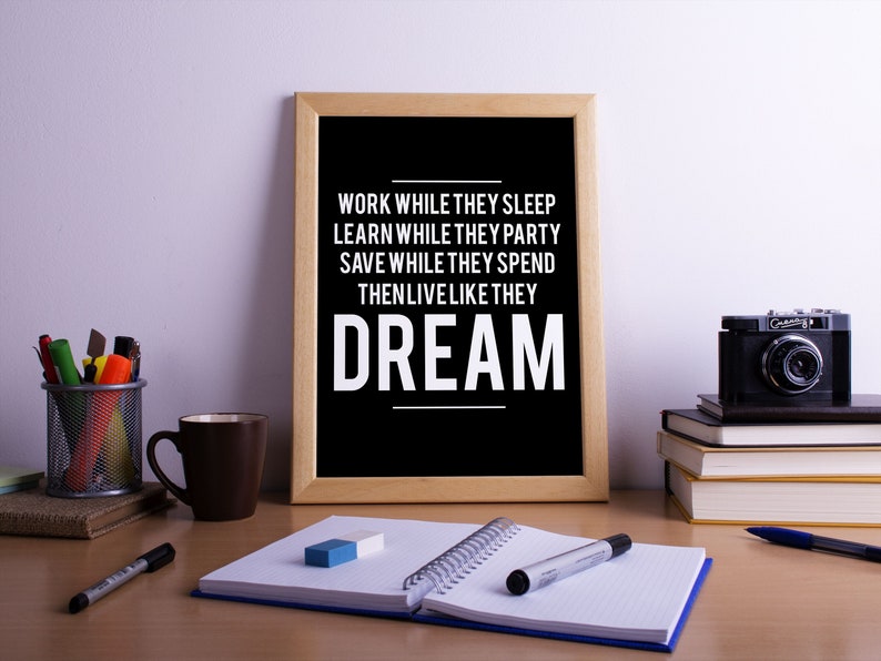Work While They Sleep Motivational Quote Poster Print Room - Etsy