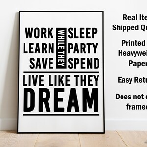 Work While They Sleep, Motivational Quote Poster Print, Room Decor - Etsy