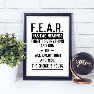 FEAR Has Two Meanings, Motivational Quote Poster Print, Office ...