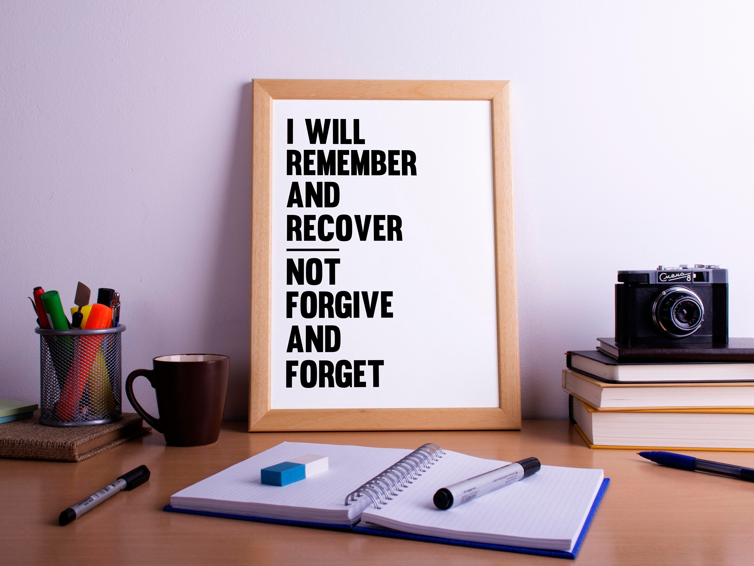 Remember and Recover Inspirational Print Motivational Print | Etsy