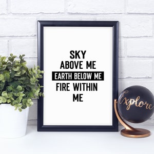 Fire Within Me, Motivational Quote Poster Print, Wall Art Décor ...