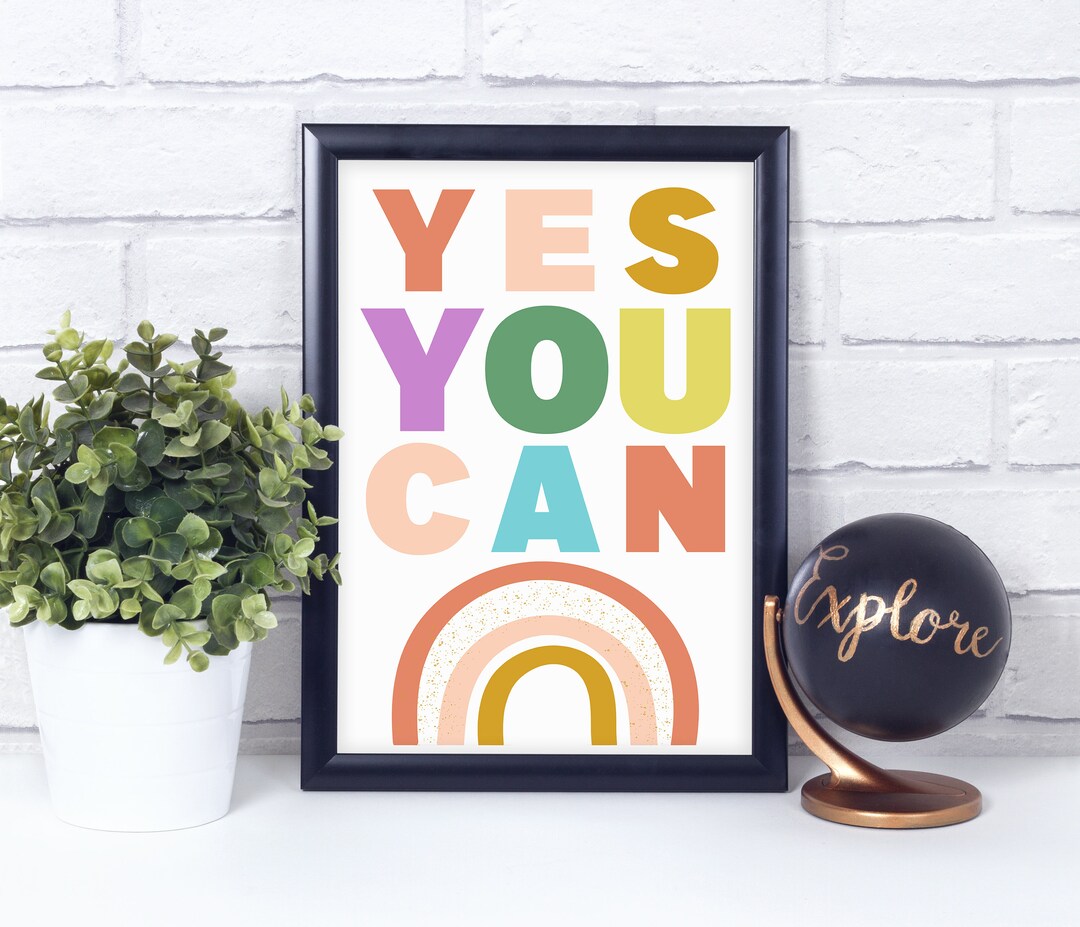 Yes You Can, Motivational Quote Poster Print, Wall Art Décor - Etsy