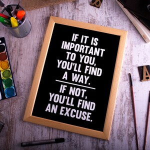 If It's Important to You, You'll Find a Way, Motivational Quote Poster ...