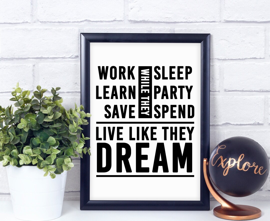 Work While They Sleep, Motivational Quote Poster Print, Room Decor - Etsy