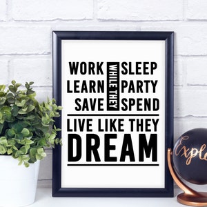 Work While They Sleep, Motivational Quote Poster Print, Room Decor - Etsy