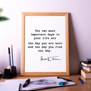 Mark Twain Motivational Poster Print, Typography, Classroom Artwork - Etsy