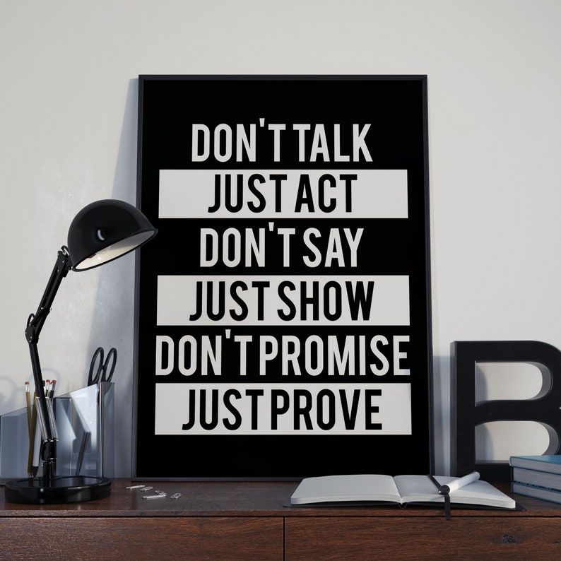Don't Talk Just Act Motivational Quote Poster Print Room - Etsy