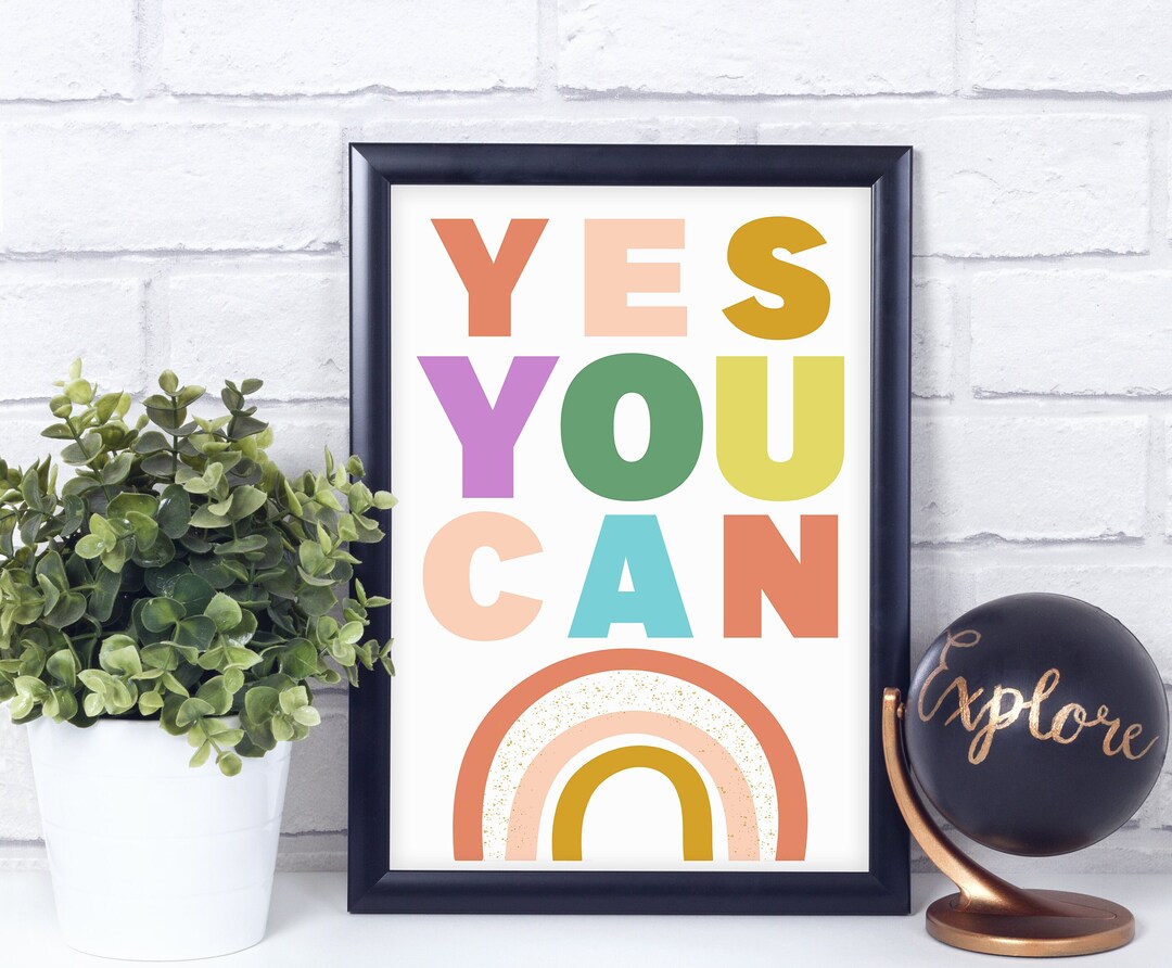 Yes You Can, Motivational Quote Poster, Minimalist Art - Etsy