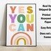 Yes You Can, Motivational Quote Poster Print, Colorful Minimalist ...