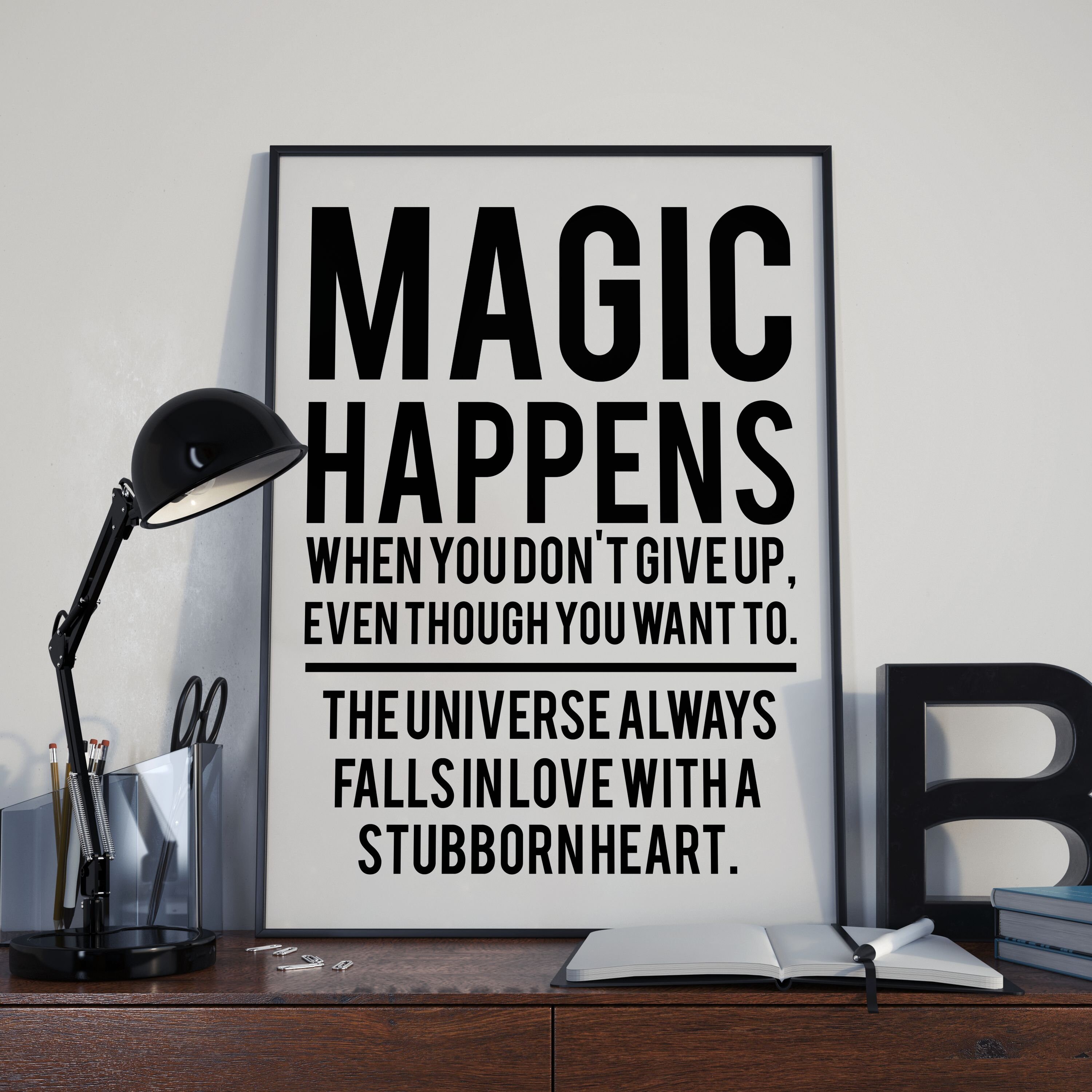 Magic Happens When You Don't Give Up Motivational Quote | Etsy