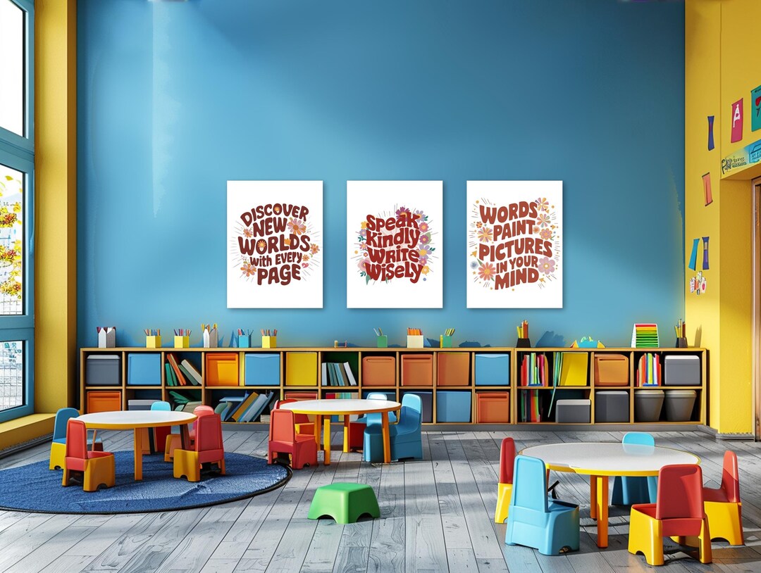 Discover, Wisely, Words, Classroom Motivational Prints, Set of 3 Poster ...
