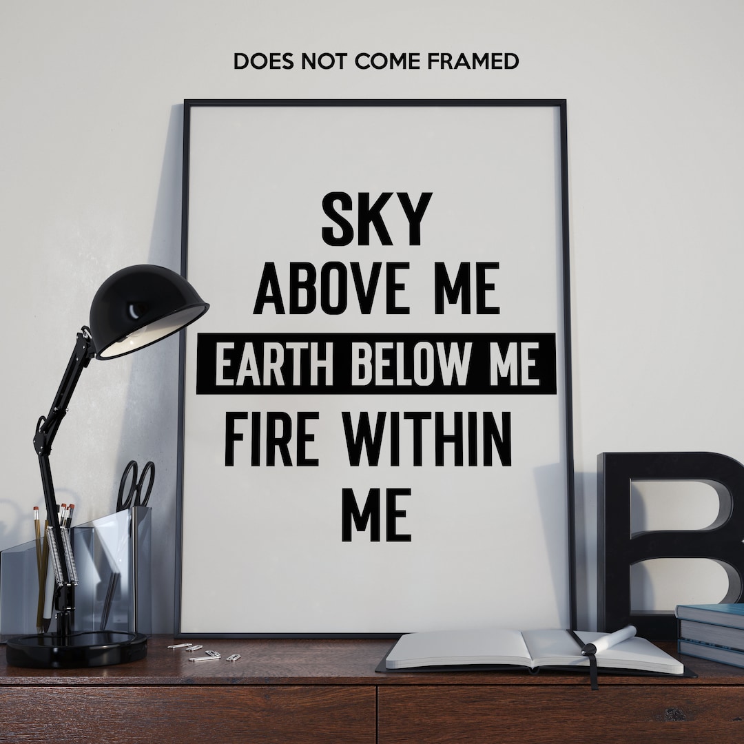 Fire Within Me, Motivational Quote Poster Print, Wall Art Décor ...