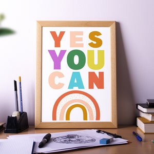 Yes You Can, Motivational Quote Poster, Minimalist Art - Etsy