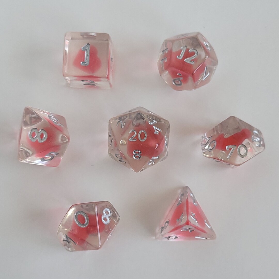 Clear Ice Heart Polyhedral Dice Set - Etsy