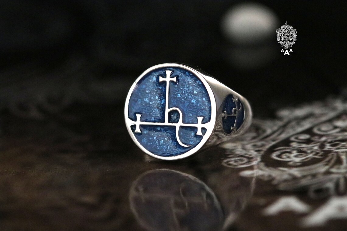 Lilith Sigil Ring.sterling Silver 925 Blue Enamel.v3 - Etsy UK