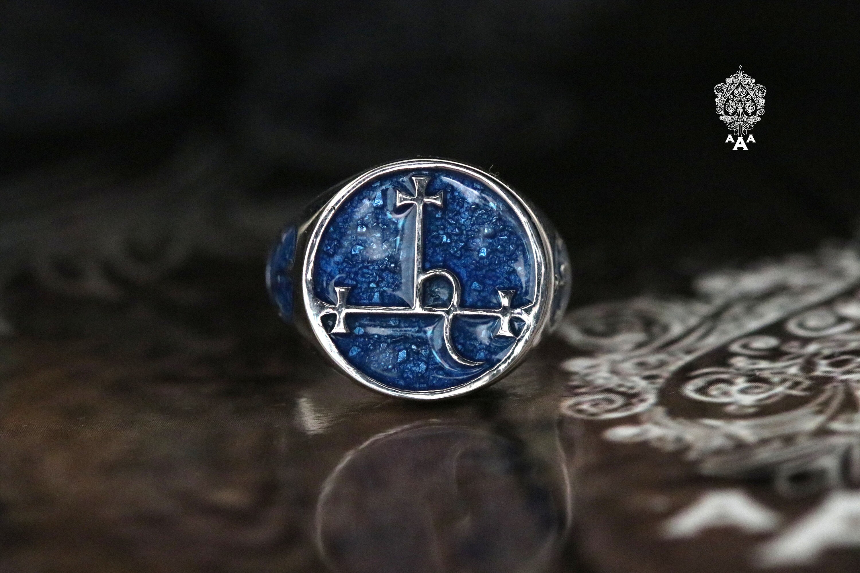 Lilith Sigil Ring.sterling Silver 925 Blue Enamel.v3 - Etsy UK