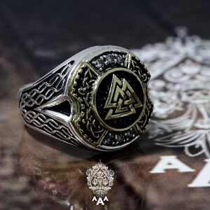 Valknut Viking Signet Ring,rune Rings,viking Ring,viking Jewelry,brass ...