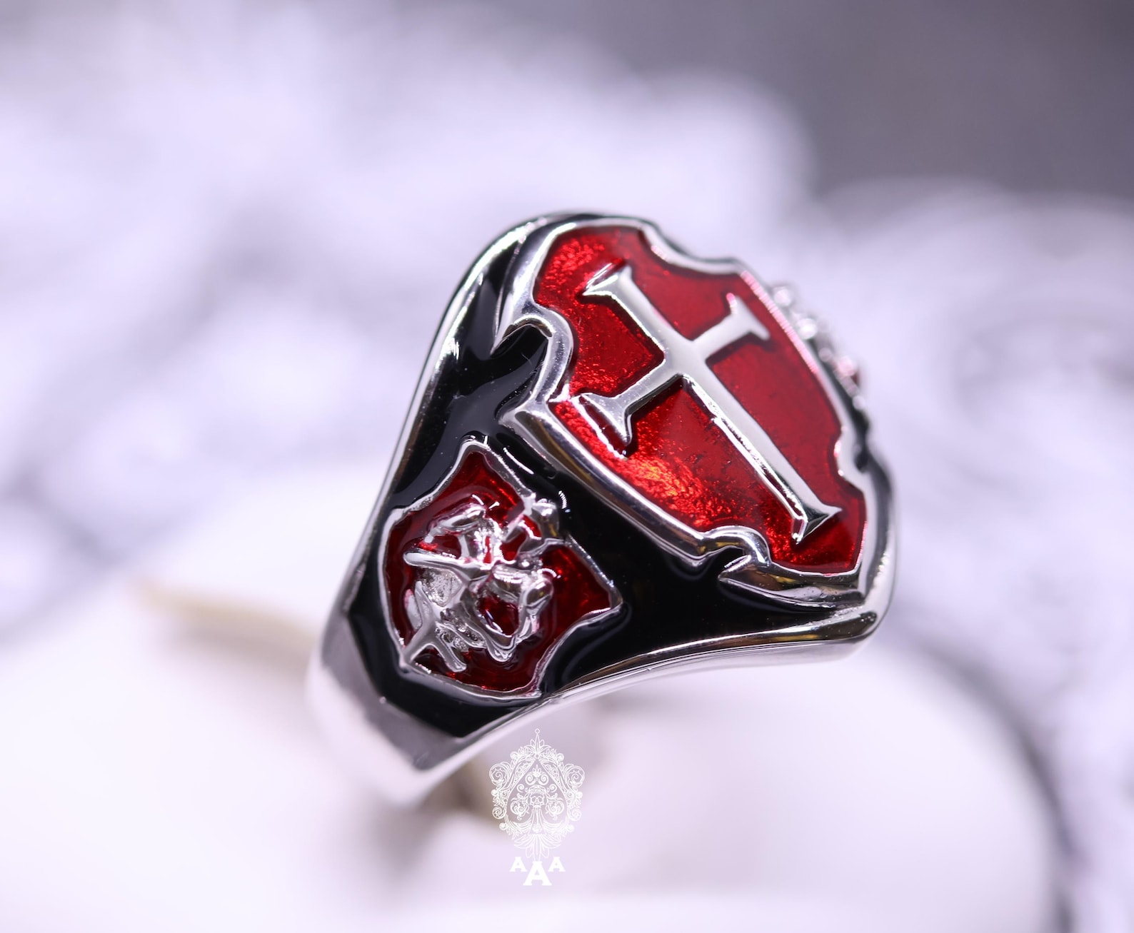 Red Black Templar Cross Ring Templar Accessory Silver 925 or Brass - Etsy