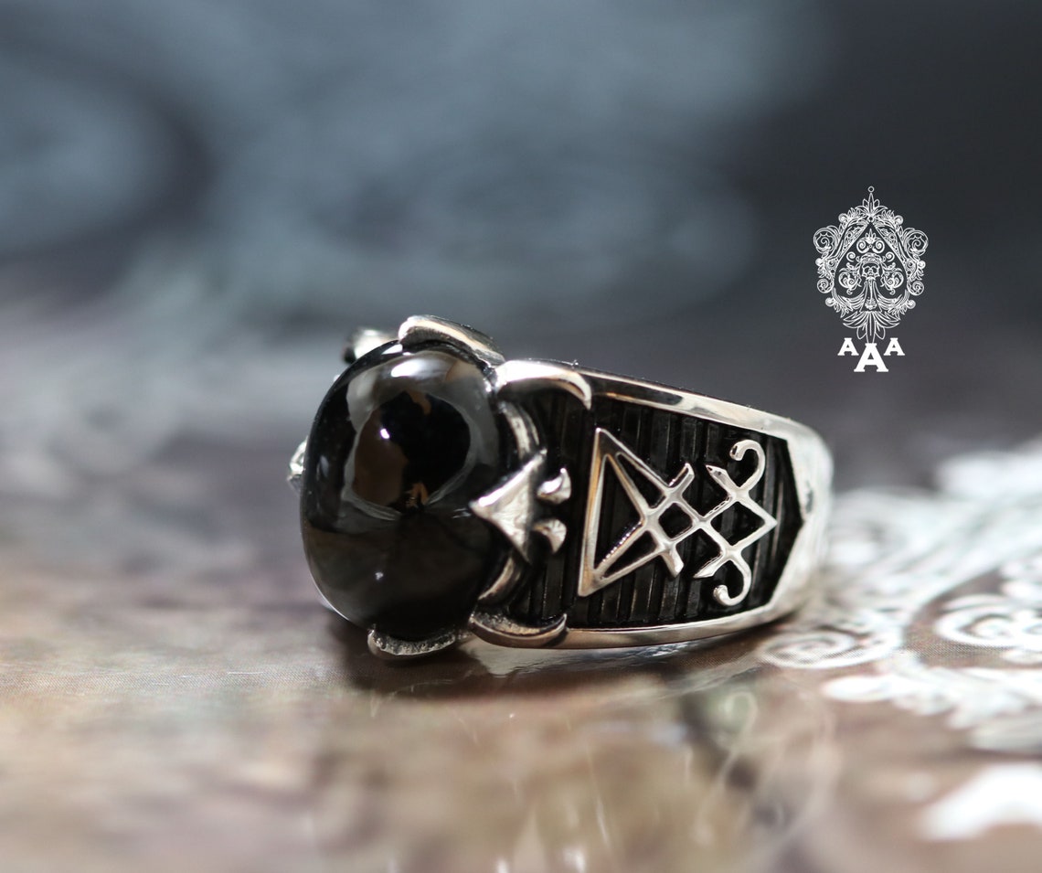 Lucifer Ringlucifer Onyx Ring Ring With Onyx Sterling Silver | Etsy