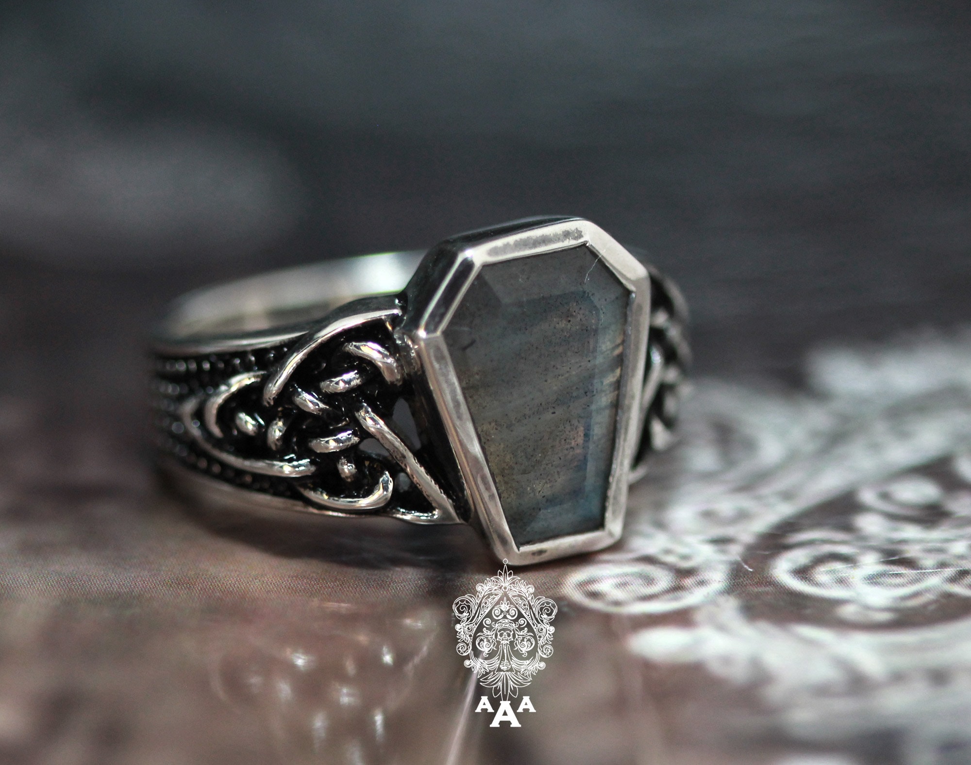 Coffin Ring,coffin Labadorite Ring,labadorite Ring,sterling Silver Ring ...