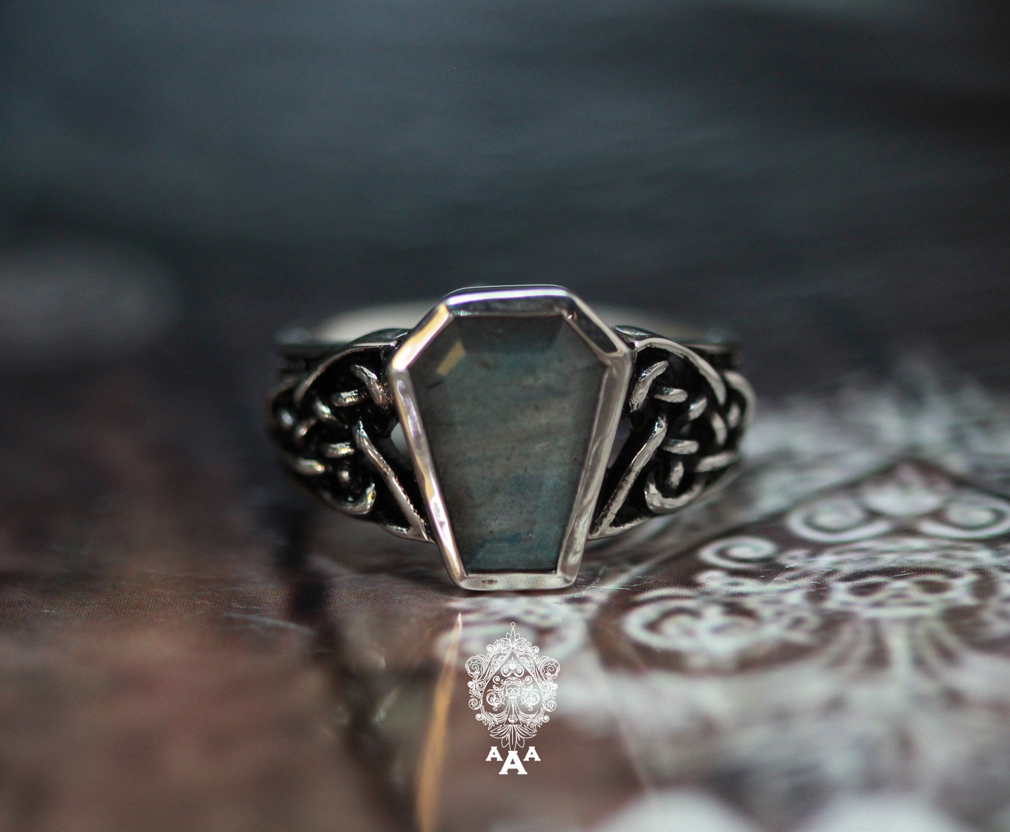 Coffin Ring,coffin Labadorite Ring,labadorite Ring,sterling Silver Ring ...