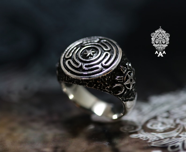 Hecate's Wheel Ring Hecate Ring Sterling Silver 925 Black. - Etsy