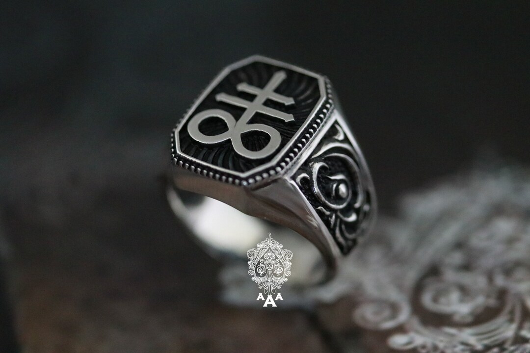 Satanic Cross Ring Brimstone Ring Satanic Ring Sterling Silver 925 ...