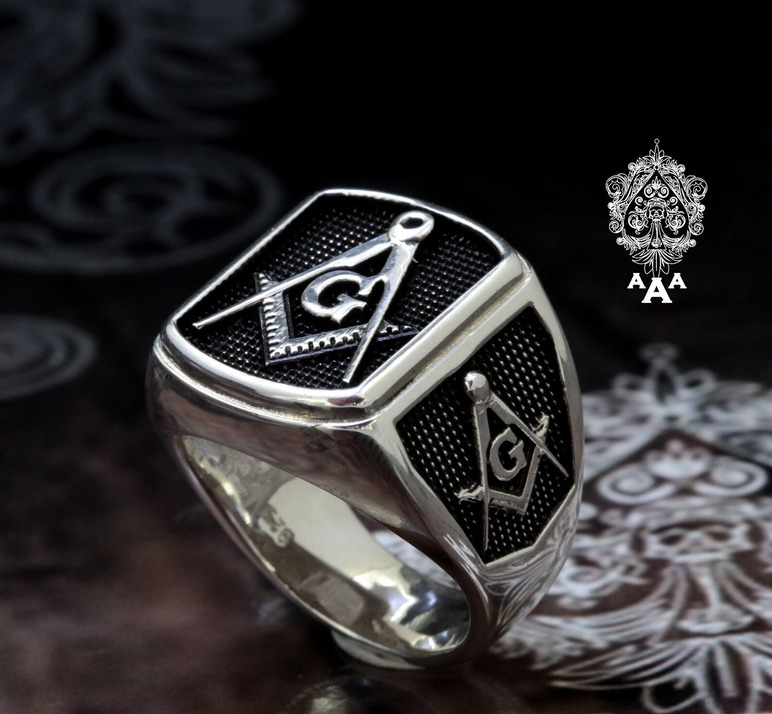 Mason Ring,freemason Ring,silver Masonic Ring,freemasonry Ring,silver ...