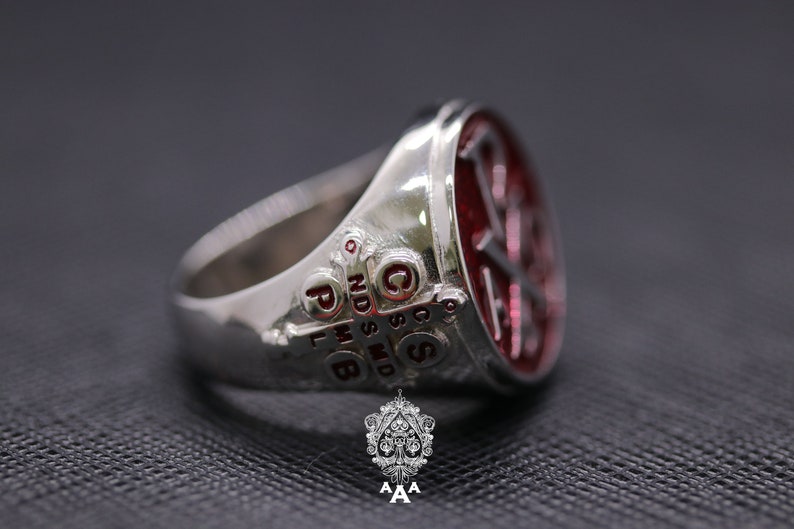 Alpha Omega Ring Silver Ring Silver 925 Alpha Omega Ring Red Enamel Chi ...