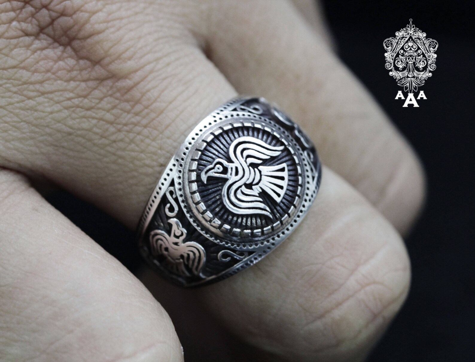 Viking Raven Ring,raven Viking Ring,sterling Silver Viking Ring ...