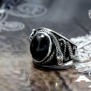 Snake Onyx Ring,onyx Ring,snake Ring,snake Eyes Ring,onyx Silver Ring ...