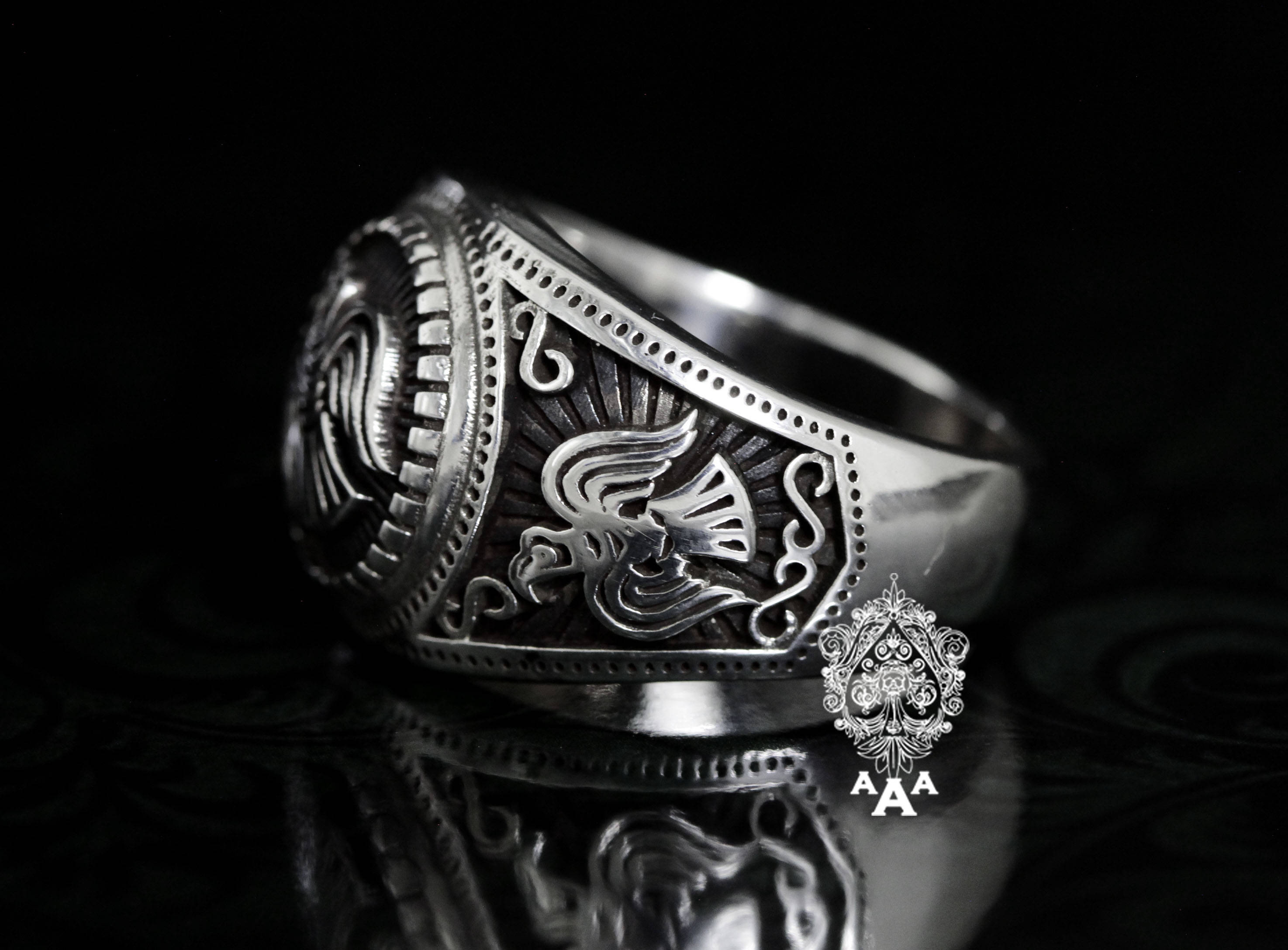 Viking Raven Ring,raven Viking Ring,sterling Silver Viking Ring ...