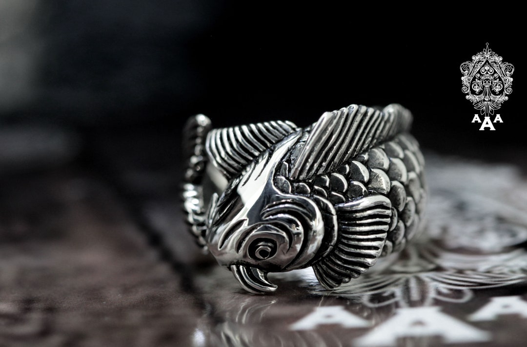 Koi Fish Ring,silver Koi Ring,fish Ring,sterling Silver 925 Black. - Etsy