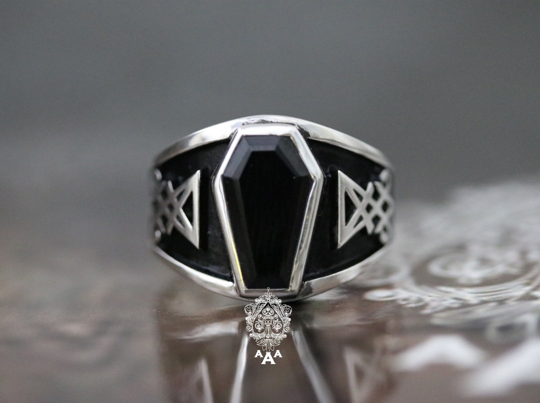 Sigil of Lucifer Ring,onyx Coffin Ring,onyx Silver Ring,lucifer Series ...