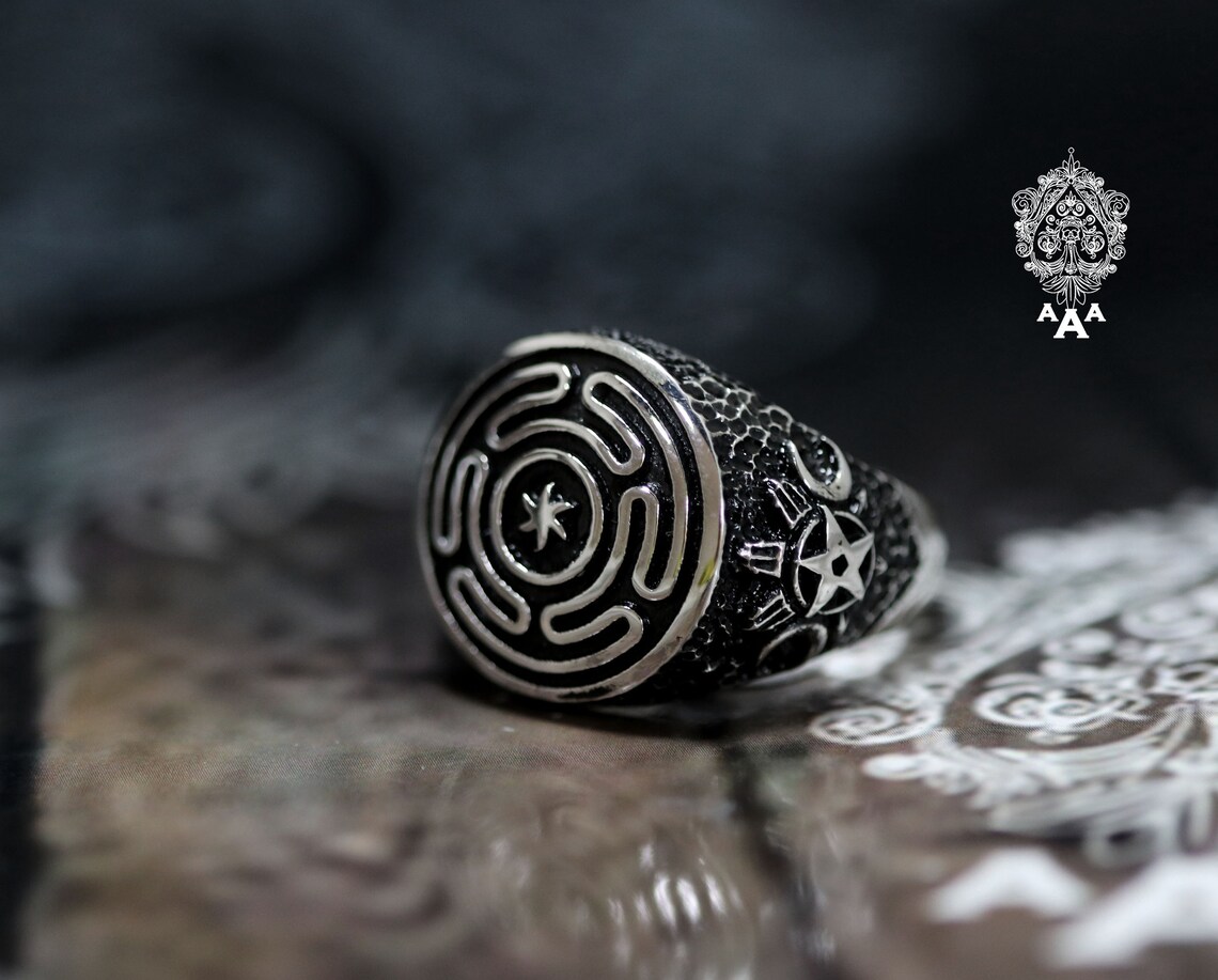 Hecate's Wheel Ring Hecate Ring Sterling Silver 925 Black. - Etsy