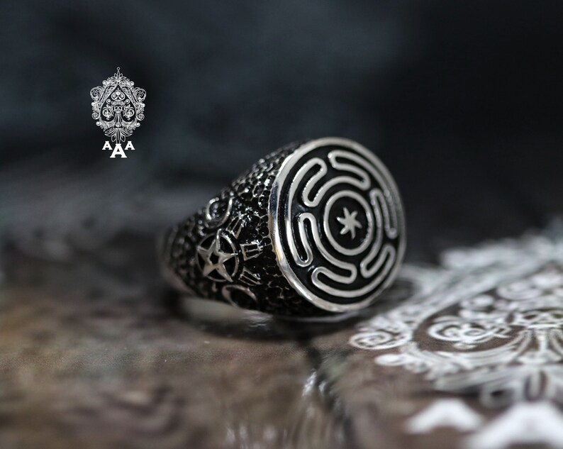 Hecate's Wheel Ring Hecate Ring Sterling Silver 925 Black. | Etsy