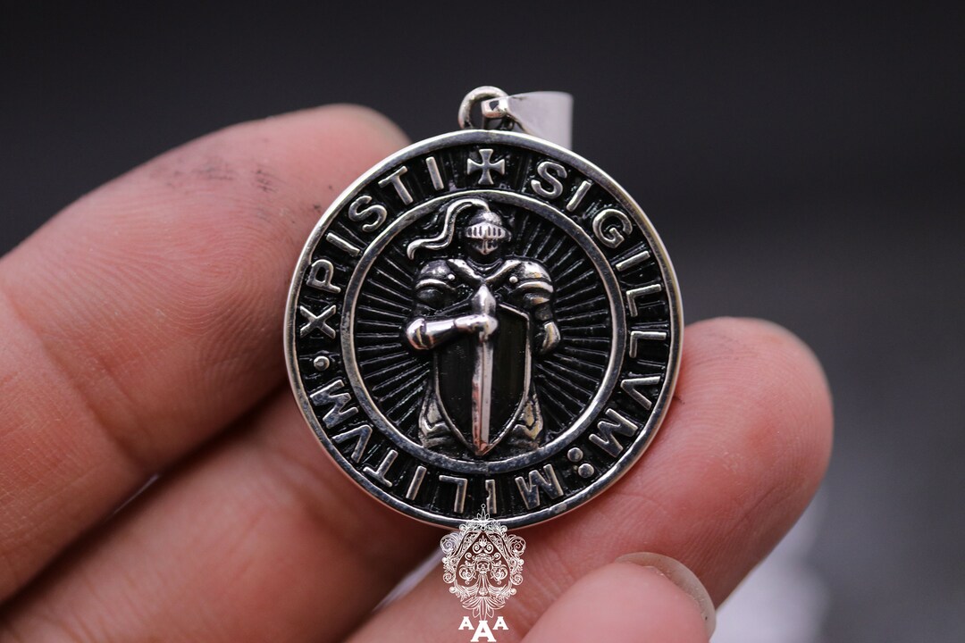 Knight Templar Pendant Black Knight Pendant Silver or Bras - Etsy